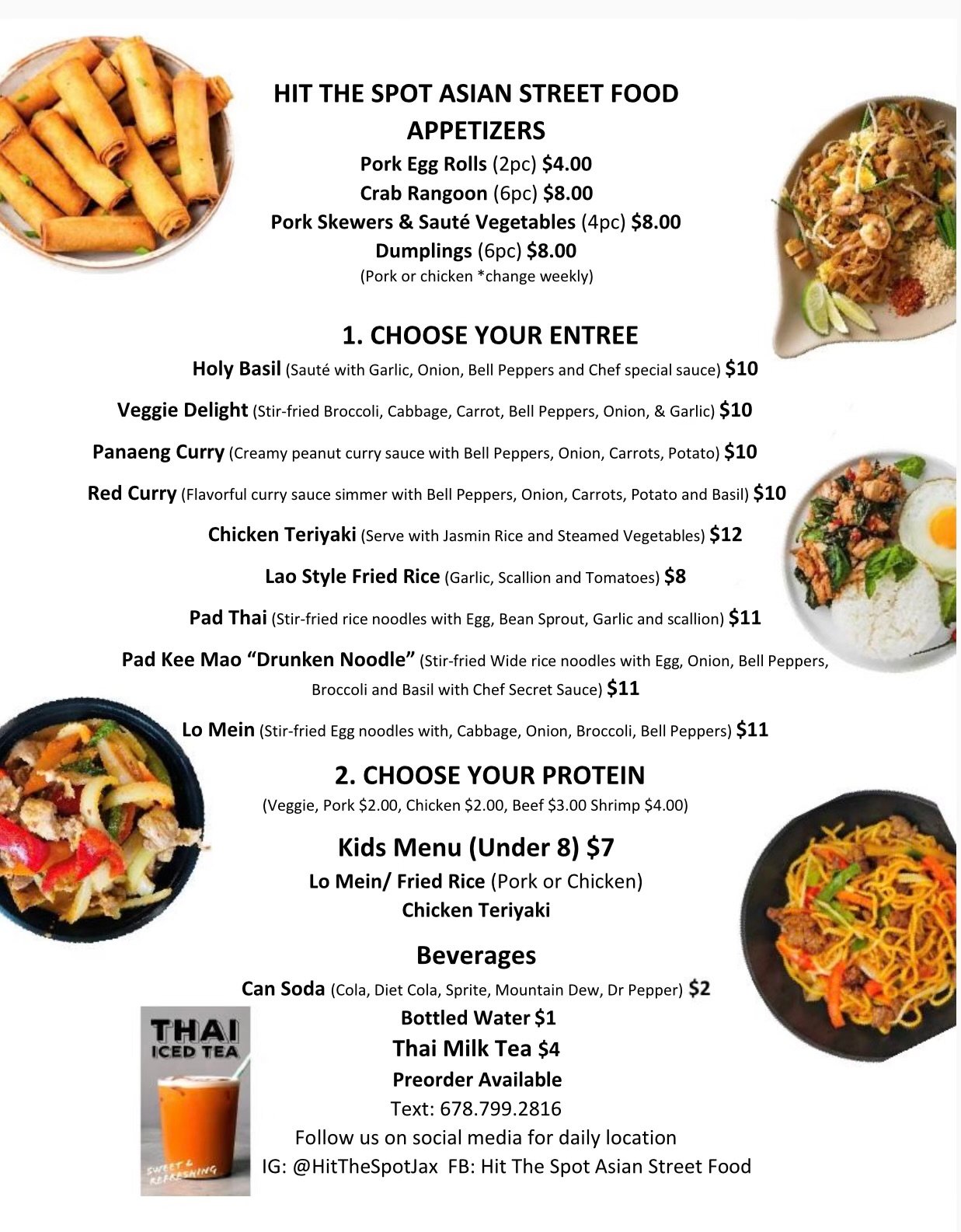 Hit the Spot Asian Food Truck Menu Today 5-8pm